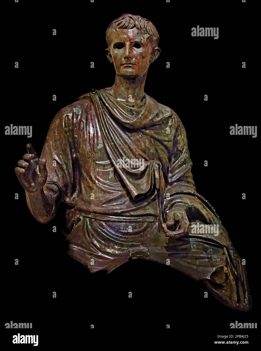 Bronze statue of the emperor Augustus (27 BC - AD 14), found in the ...