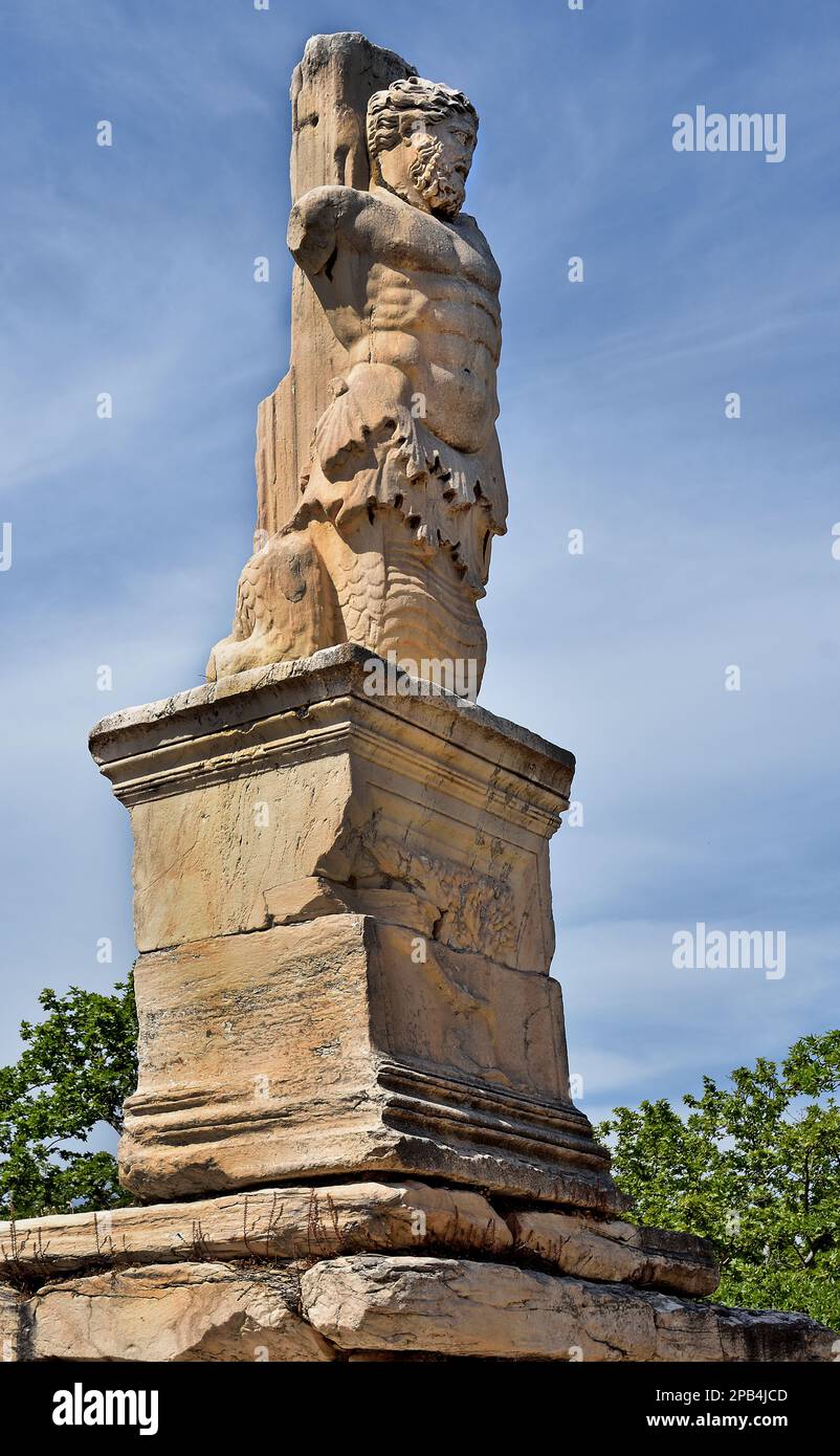 Statue, Odeon of Agrippa, The entrance to the Odeon of Agrippa Agora ...