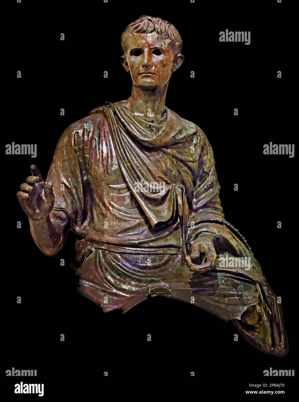 Bronze statue of the emperor Augustus (27 BC - AD 14), found in the ...