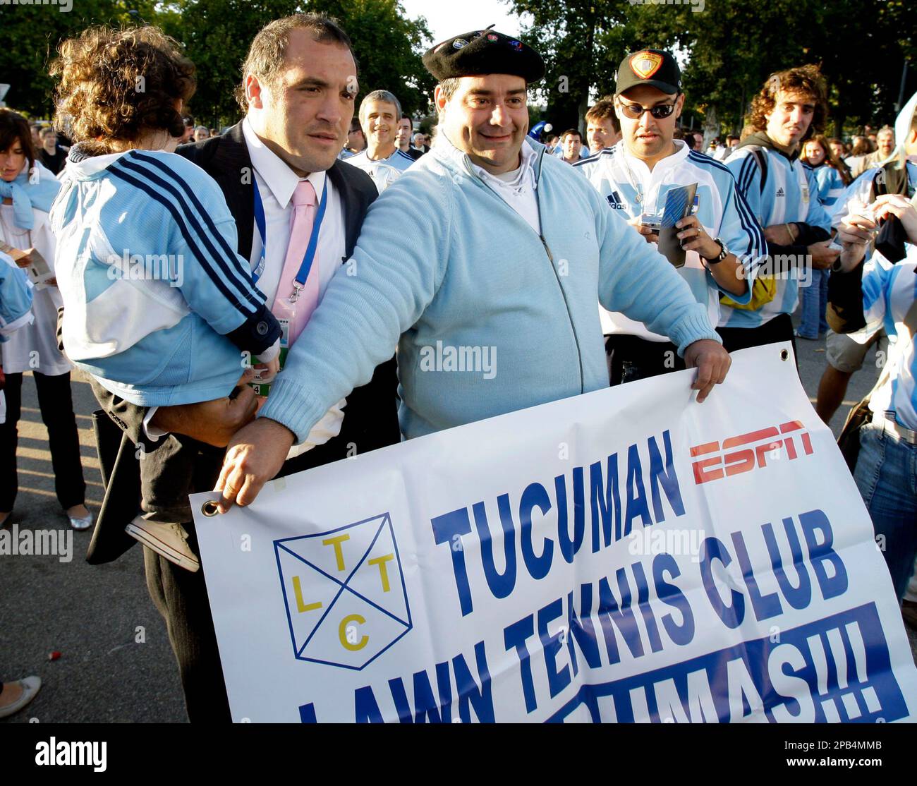 Argentinian prop forward Rodrigo Roncero left, poses with a fan before ...