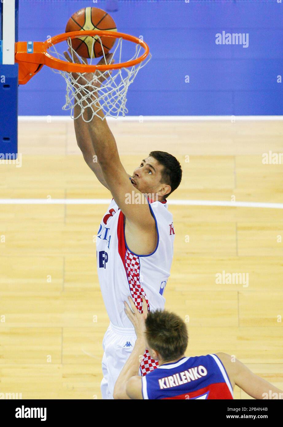 Croatian national basketball team player Nikola Prkacin drives to the ...