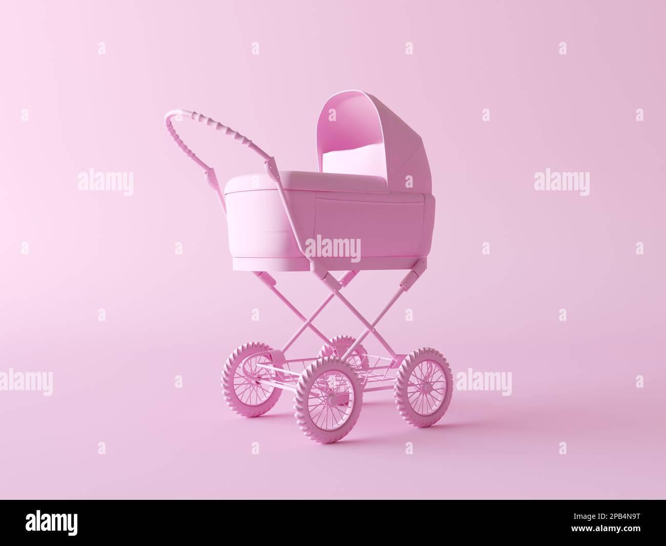 Side view of baby stroller. Baby transport concept idea. Modern Pink ...
