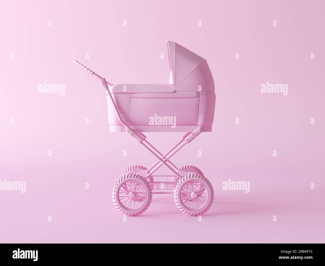 Side view of baby stroller. Baby transport concept idea. Modern Pink ...