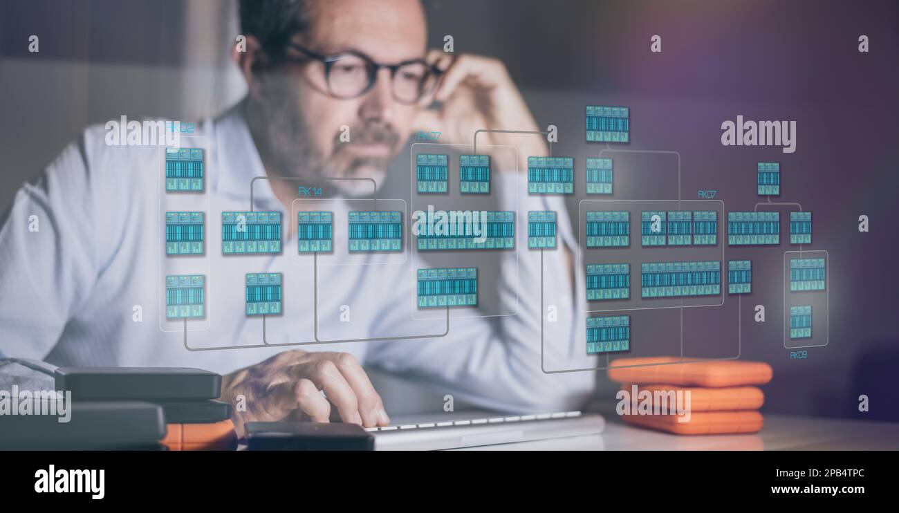 IT engineer plan and design new data center server room. Cloud ...