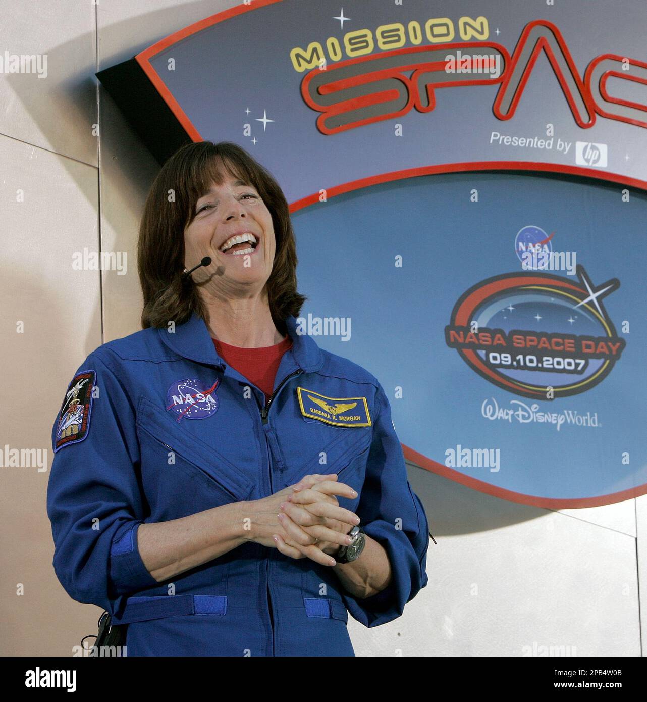 Astronaut Barbara Morgan makes comments during a plaque dedication ...