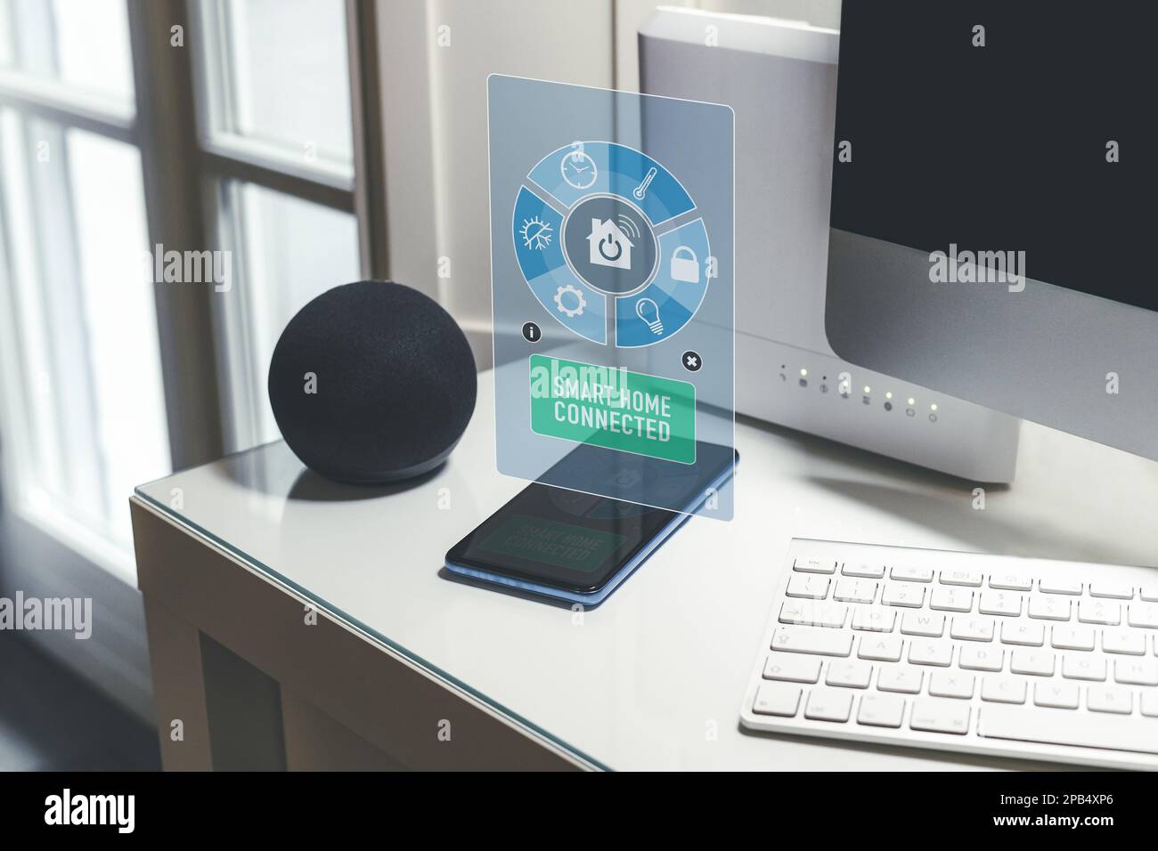 Smart home application on smartphone. Domotic, technology automation ...