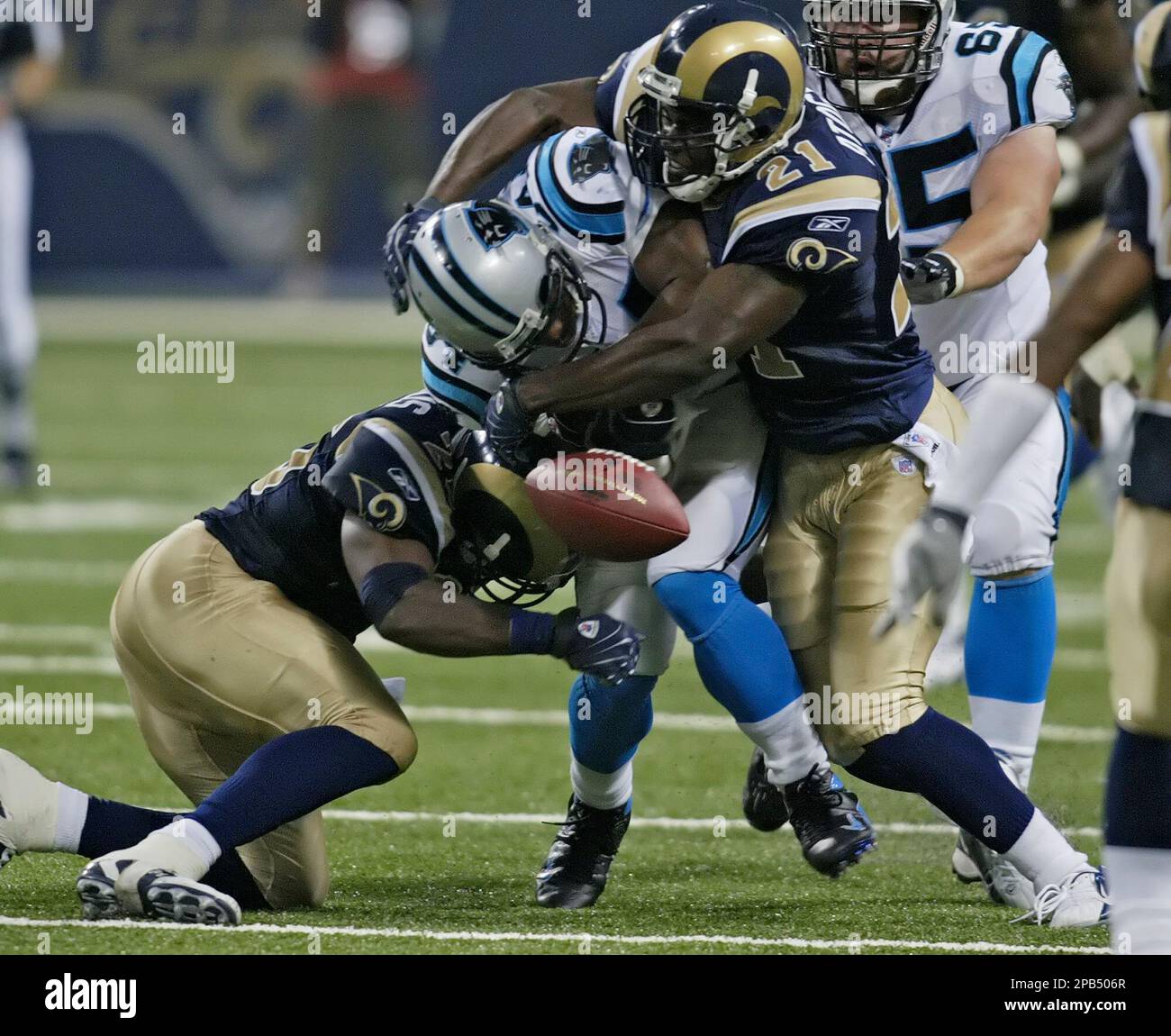 St. Louis Rams Oshiomogho Atogwe, right, and Corey Chavous, left ...