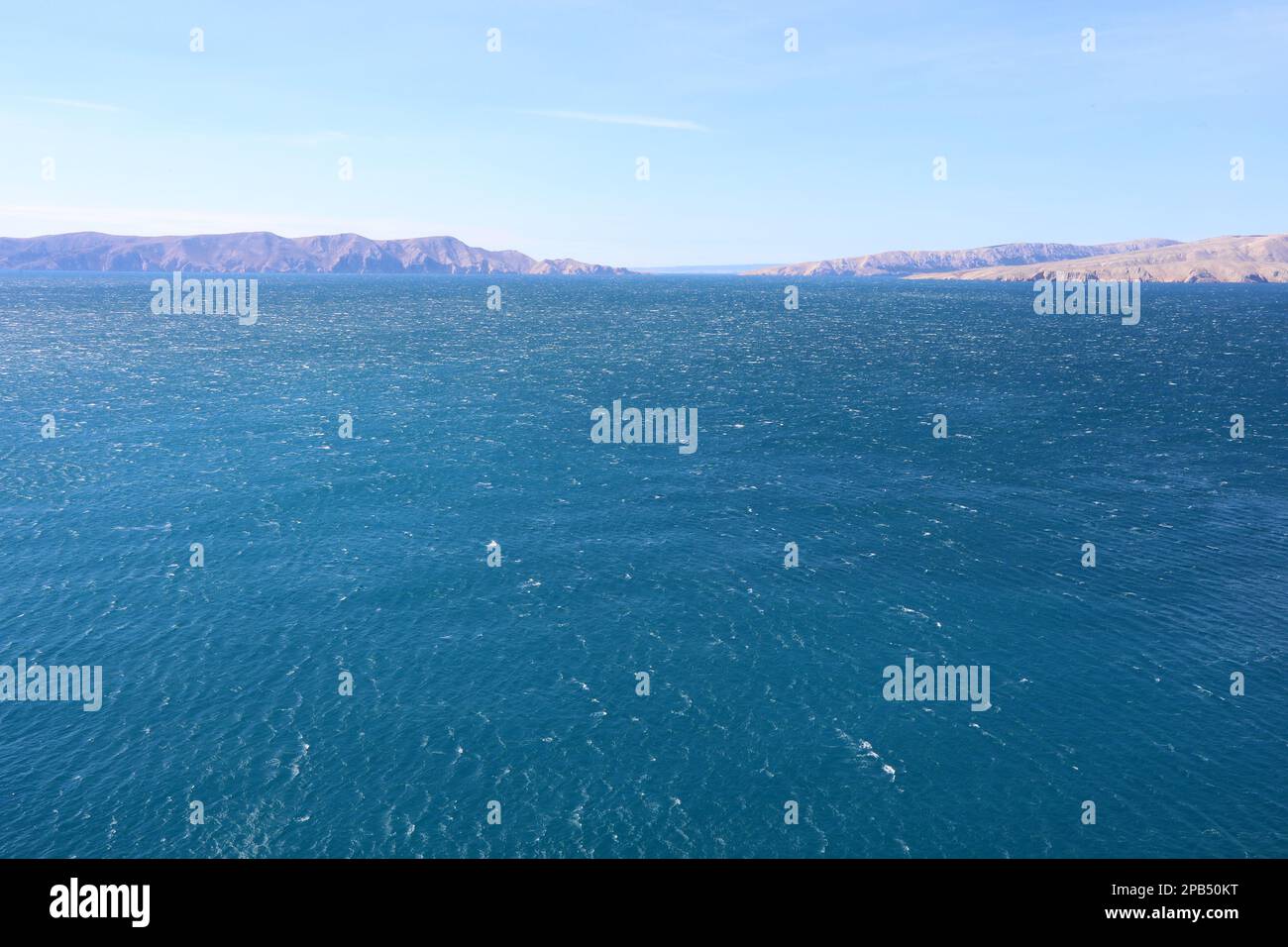 A strong bora wind is blowing at sea in the Senj, Croatia on 12. March ...