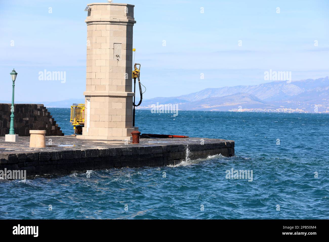 A strong bora wind is blowing at sea in the Senj, Croatia on 12. March ...
