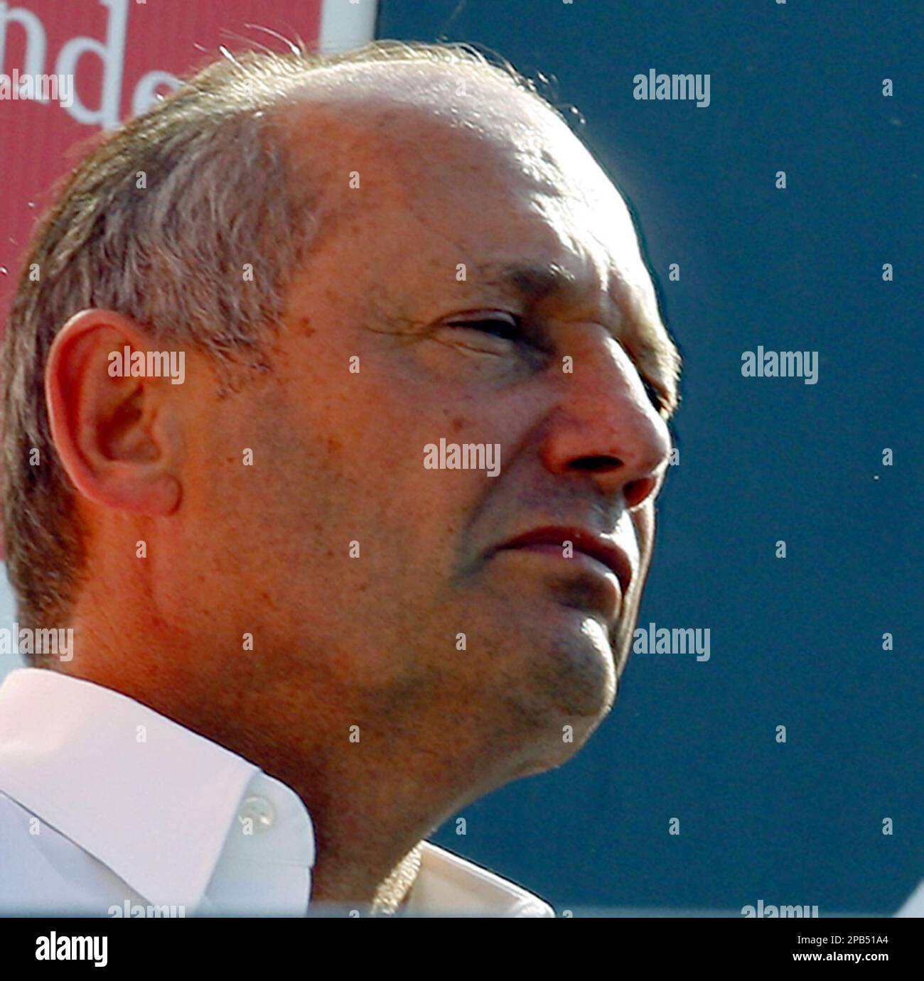 McLaren Mercedes boss Ron Dennis stands on the podium of the Formula ...