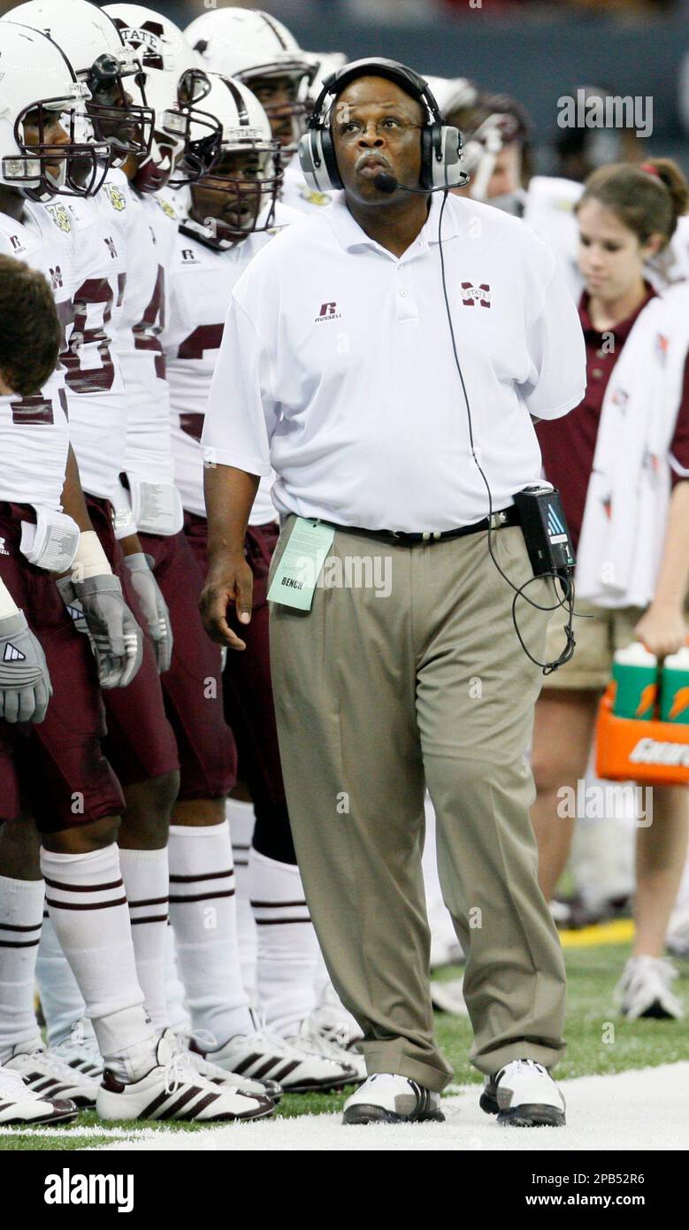 Mississippi State coach Sylvester Croom checks the scoreboard during ...
