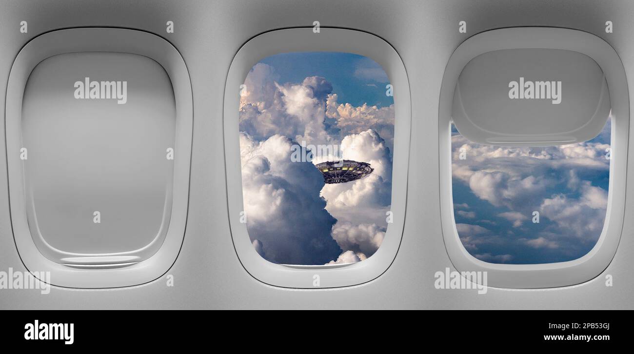 UFO-UAP sighting from airliner window Stock Photo - Alamy
