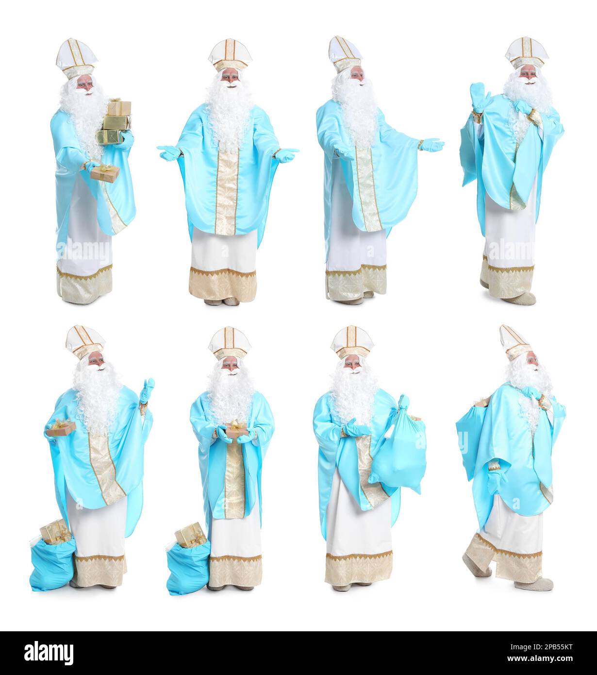 Collage with photos of Saint Nicholas on white background Stock Photo ...