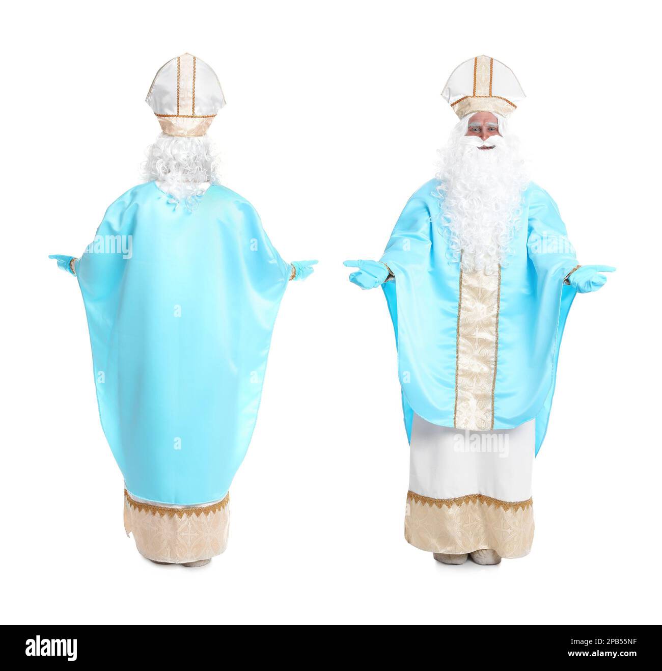 Collage with photos of Saint Nicholas on white background Stock Photo ...