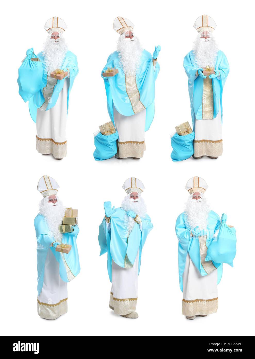 Collage with photos of Saint Nicholas on white background Stock Photo ...