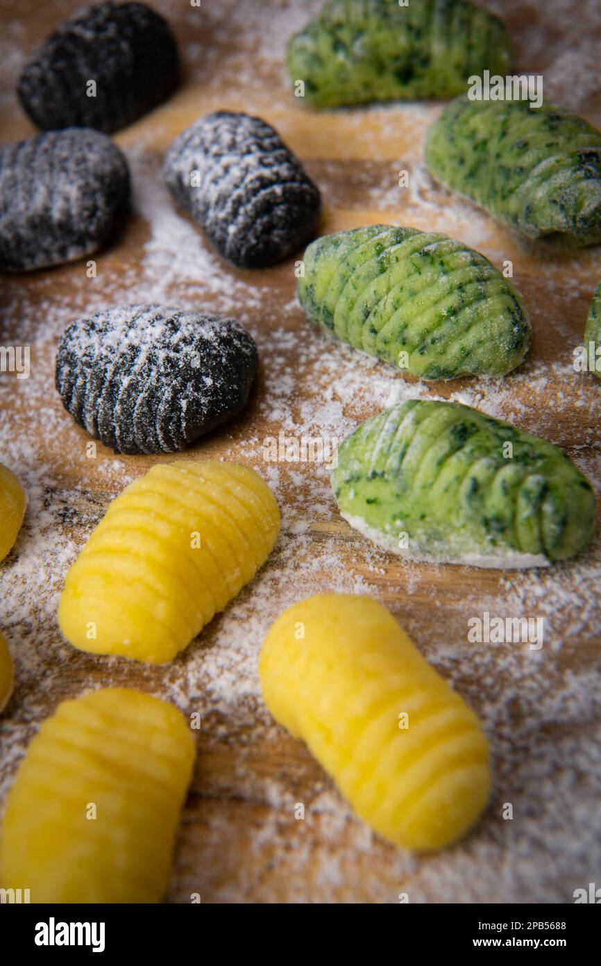 Multicoloured Gnocci potato peru italian food, Homemade Stock Photo - Alamy
