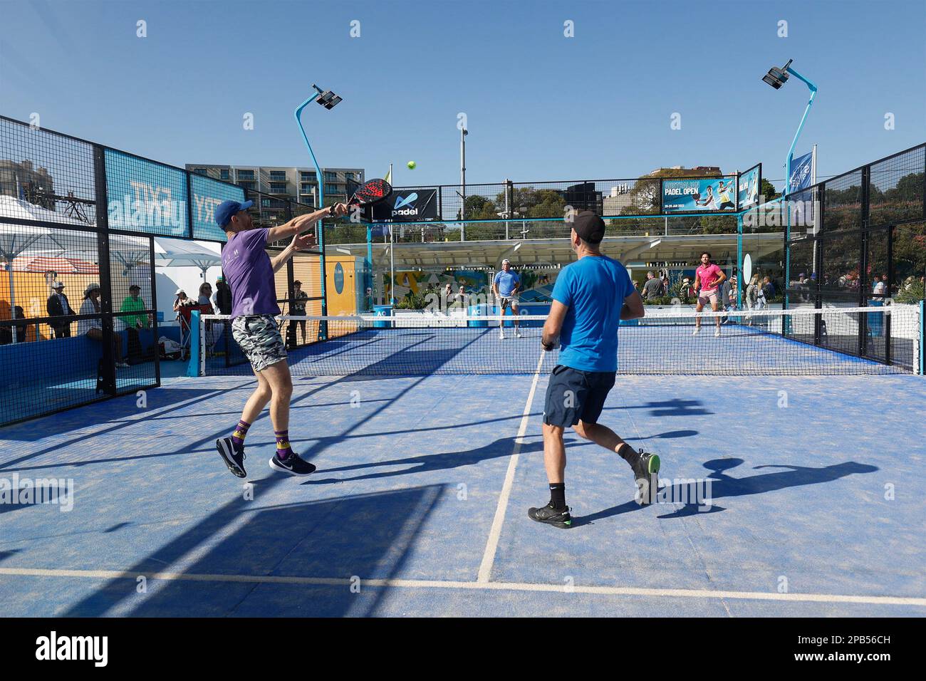 Padel exhibition match being played during the Australian Open at ...