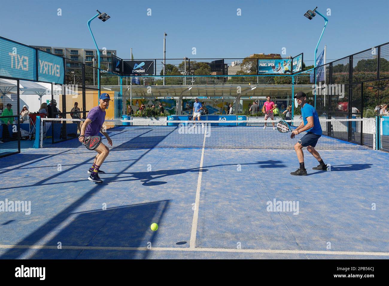 Padel exhibition match being played during the Australian Open at ...