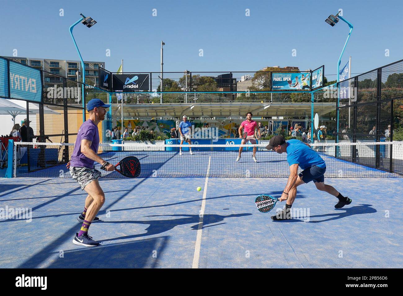 Padel exhibition match being played during the Australian Open at ...