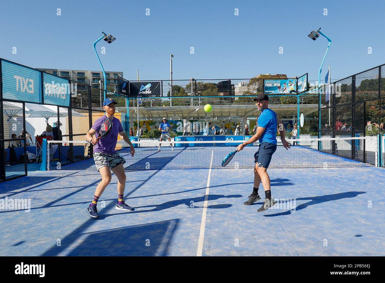 Padel exhibition match being played during the Australian Open at ...
