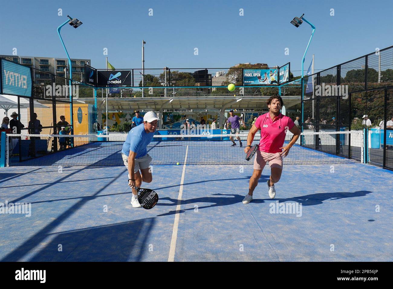Padel exhibition match being played during the Australian Open at ...