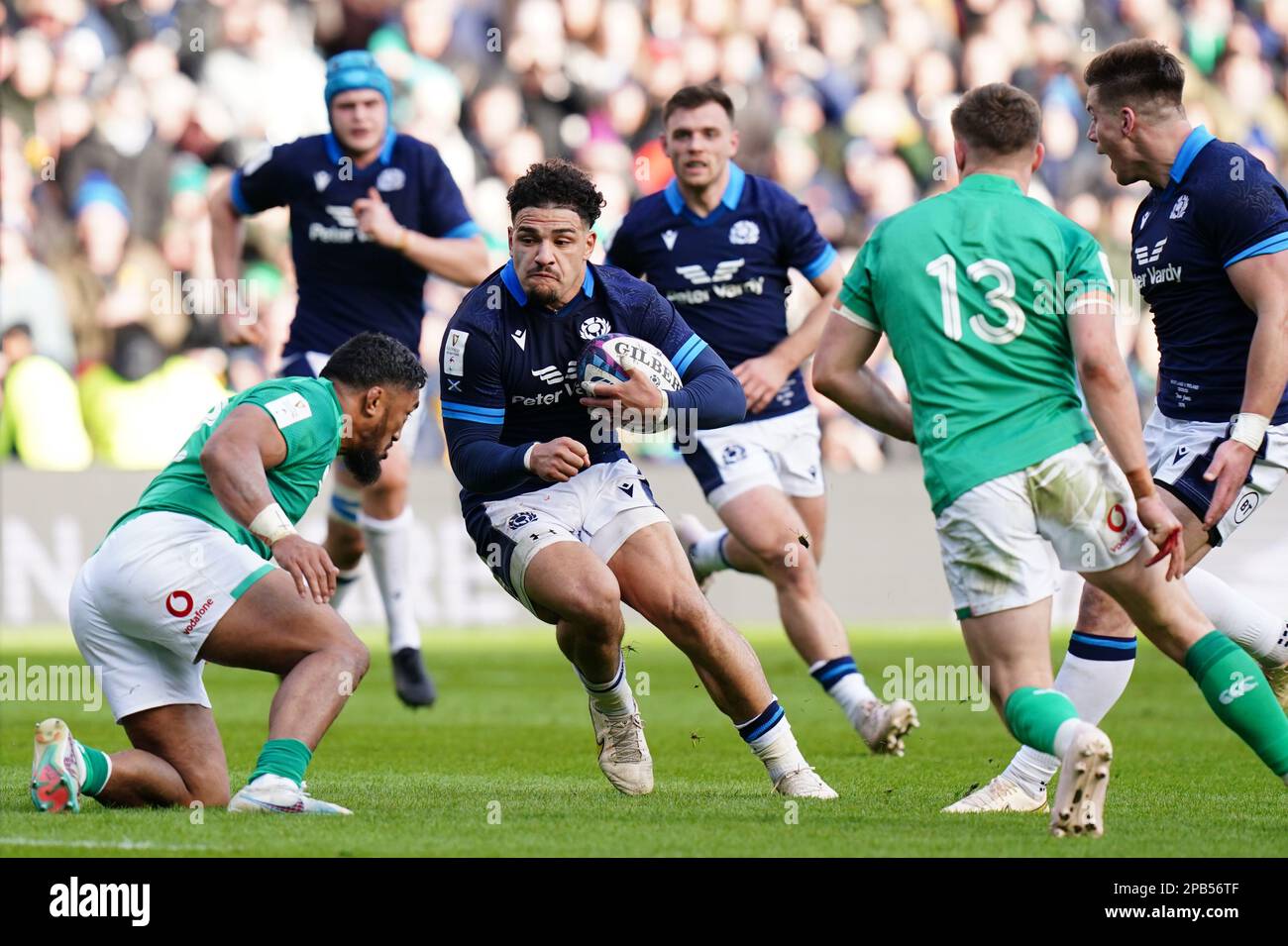 Scotland’s Stone Tuipulotu breaks through during the Guinness Six ...