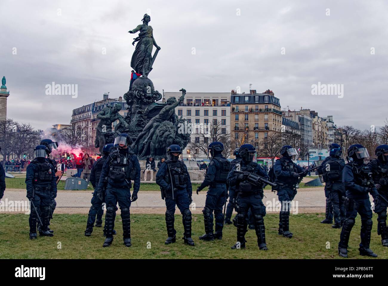 Paris, France. 11th Mar, 2023. Seventh day of protest against pension ...