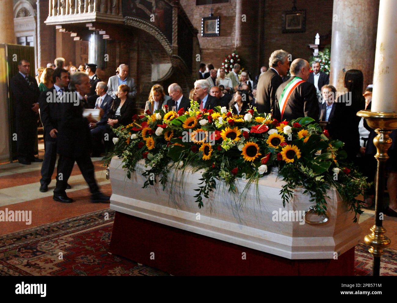 The coffin of late Italian tenor Luciano Pavarotti is seen in Modena's ...