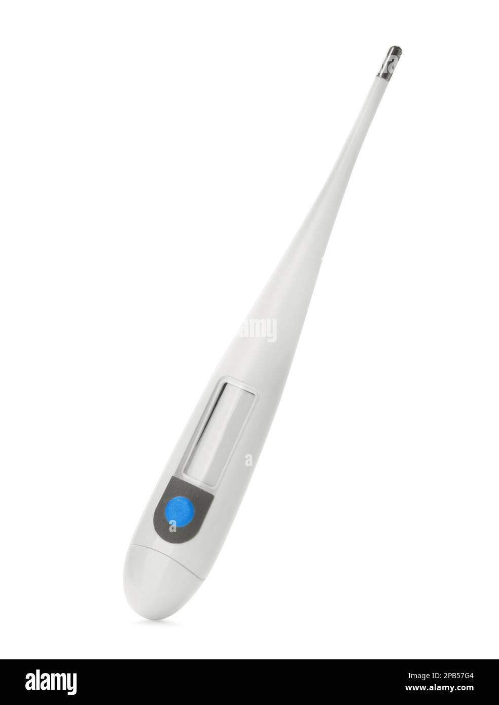 Modern digital thermometer isolated on white. First aid item Stock ...