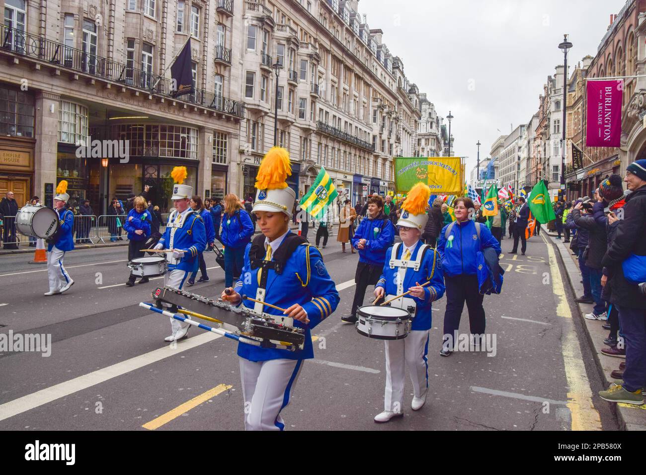 London, England, UK. 12th Mar, 2023. St Patrick's Day Parade passes ...
