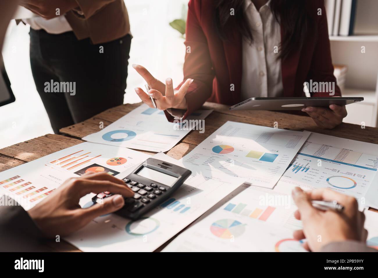 Business people financial discuss and analysis plan of market strategy ...