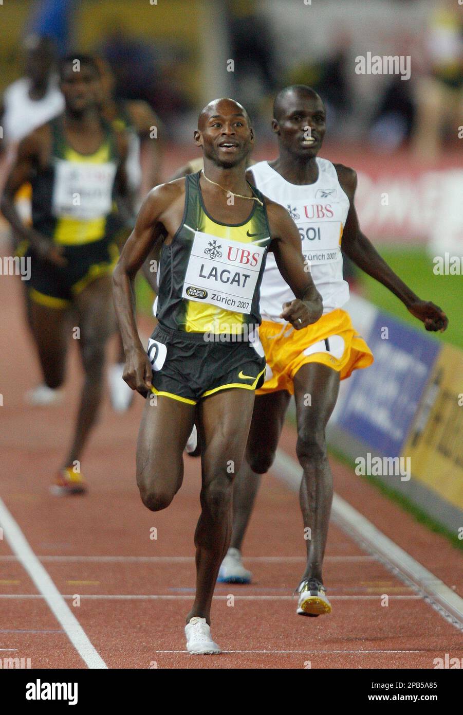 Bernard Lagat from the USA wins the men's 3000meter's race ahead of ...