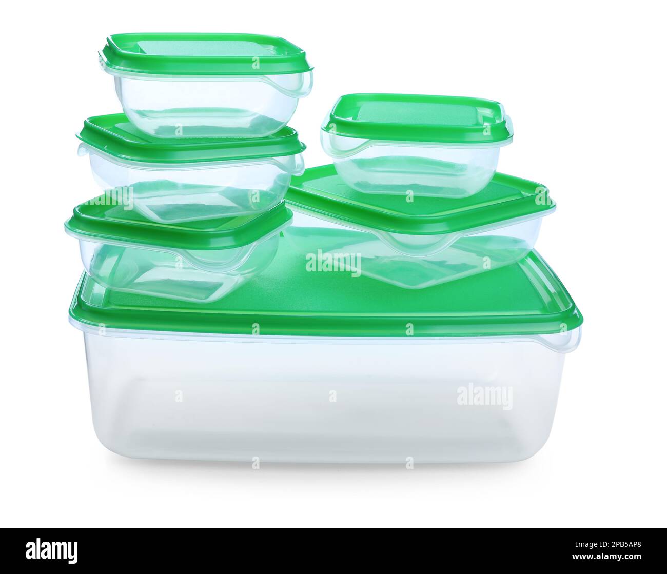 Set of empty plastic containers for food on white background Stock ...