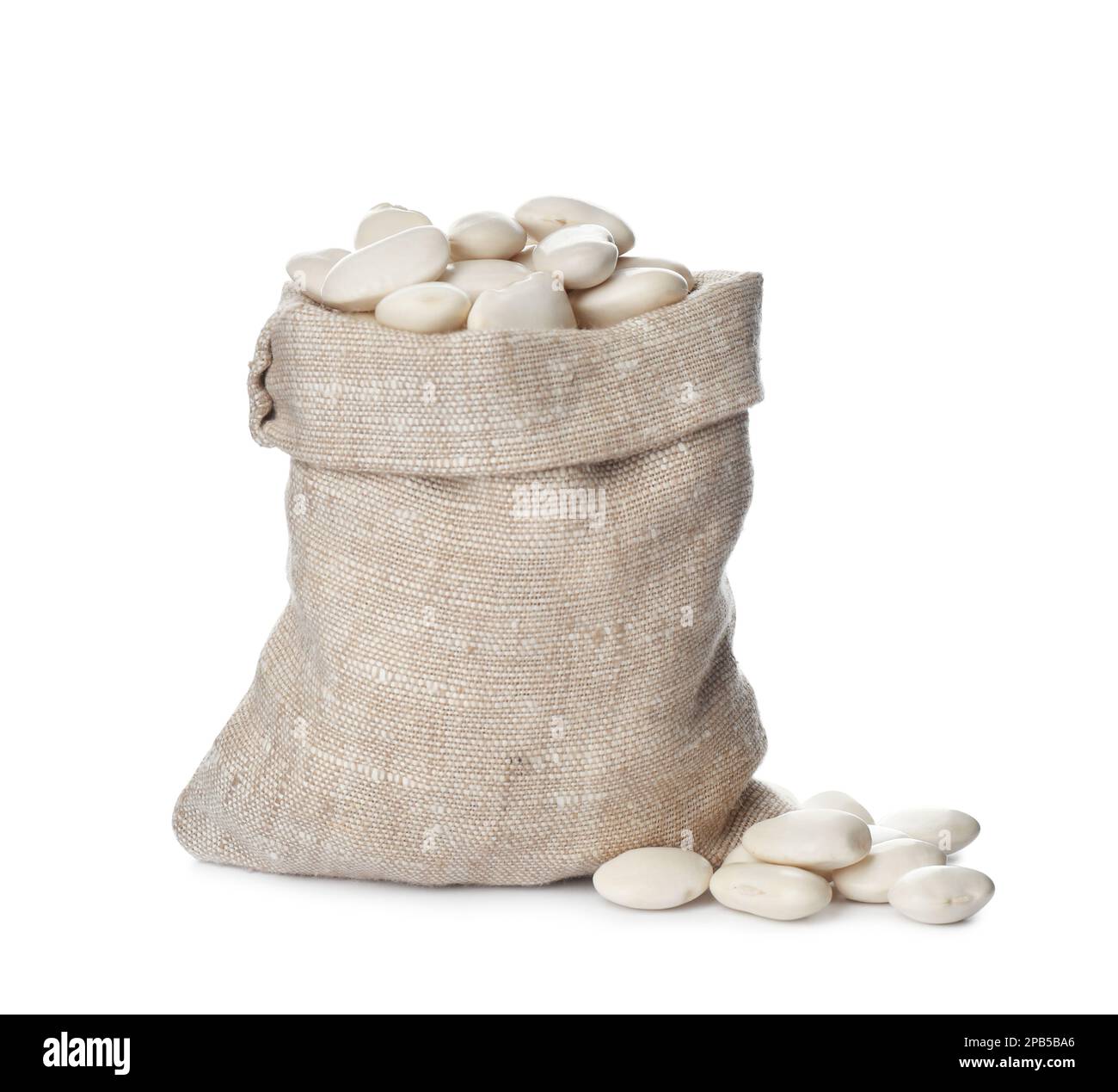 Sack of navy beans on white background Stock Photo - Alamy