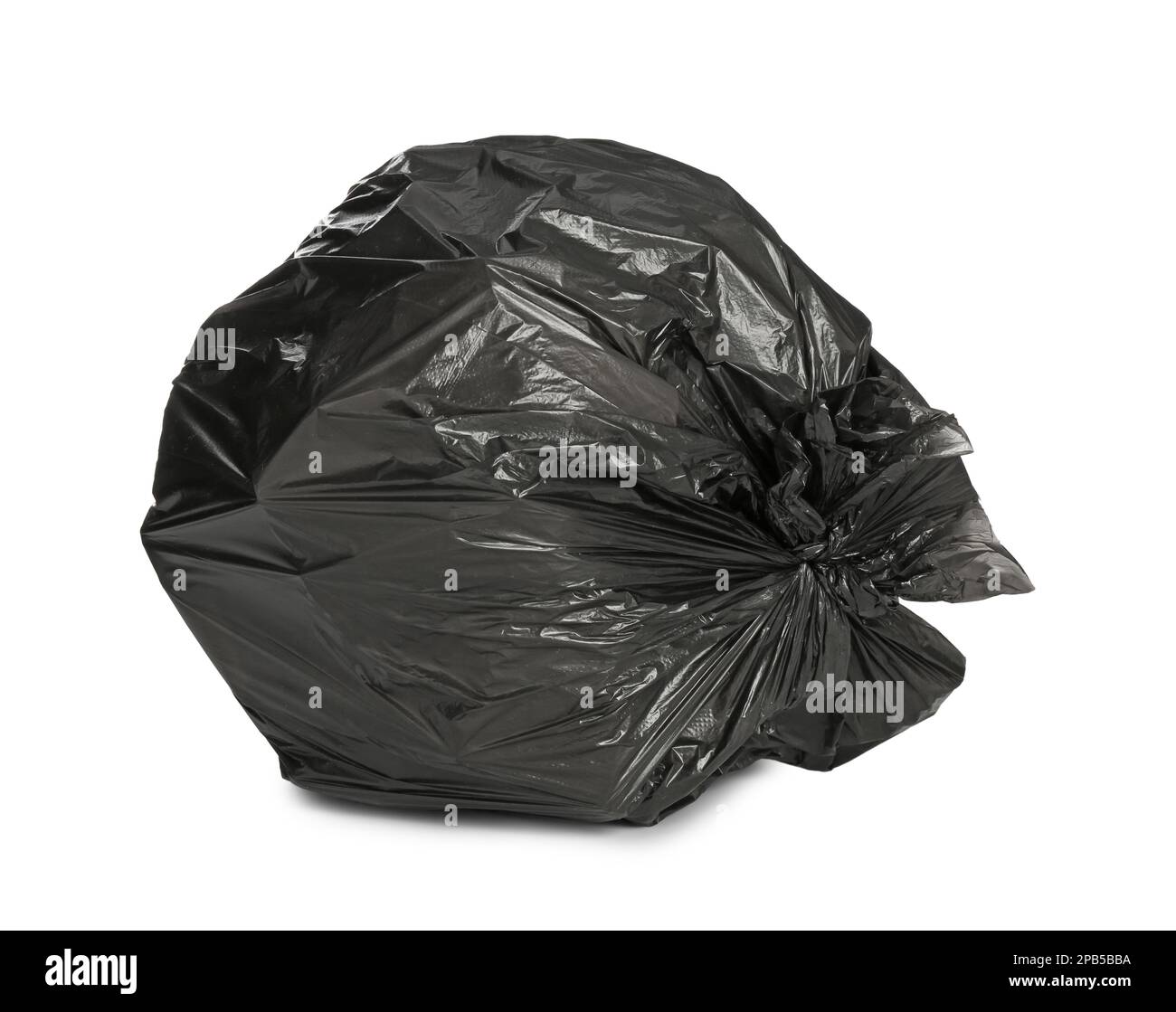 Black trash bag filled with garbage isolated on white Stock Photo - Alamy