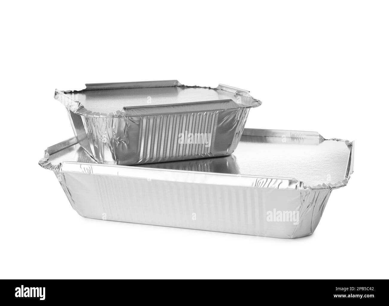Foil containers for food on white background Stock Photo - Alamy