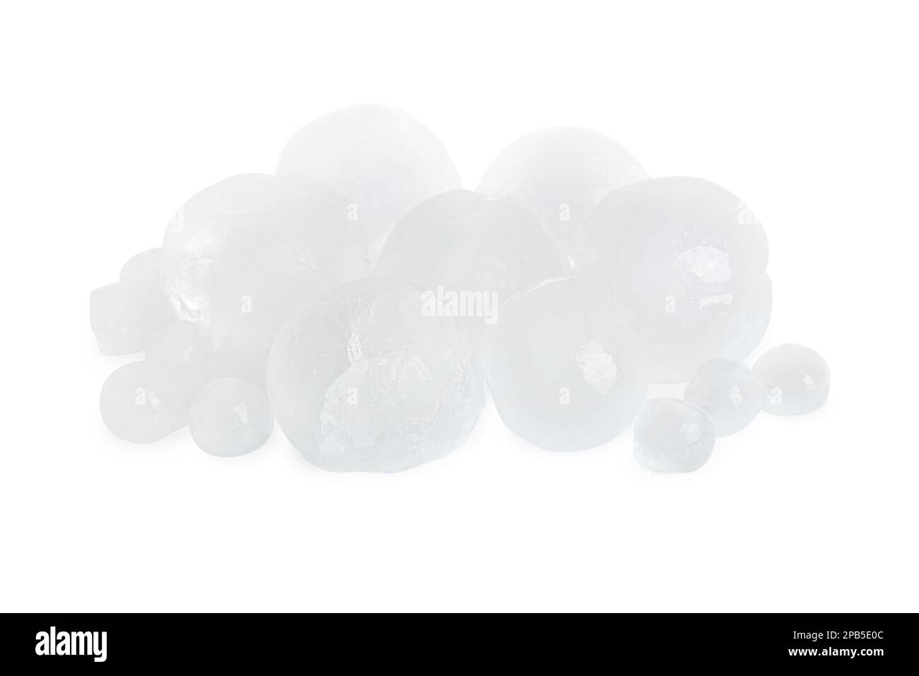 Many frozen ice balls on white background Stock Photo - Alamy