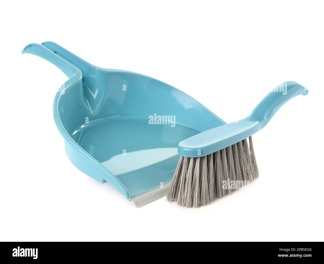 Plastic hand broom and dustpan on white background Stock Photo - Alamy