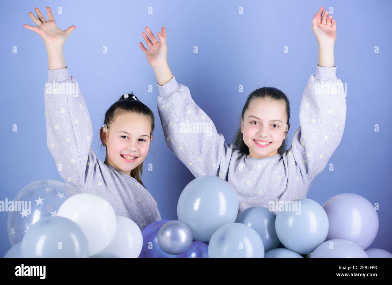 Having fun concept. Balloon theme party. Girls best friends near air ...