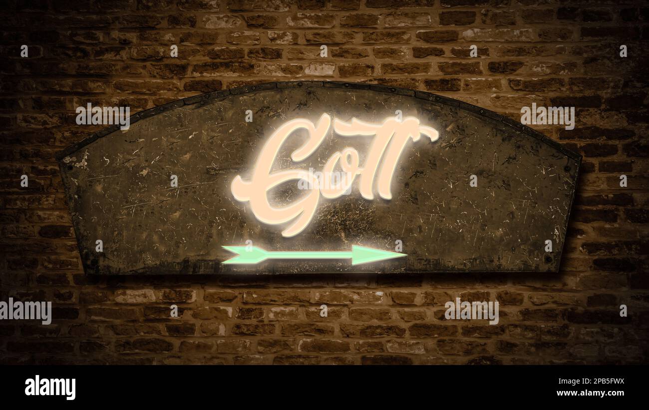 Signposts with the direct way to the God Stock Photo - Alamy