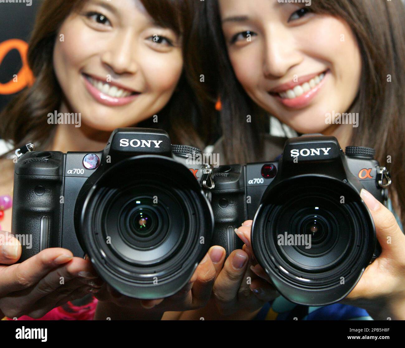 Models display Sony Corp's new SLR digital camera the Alpha 700 (DSLR ...