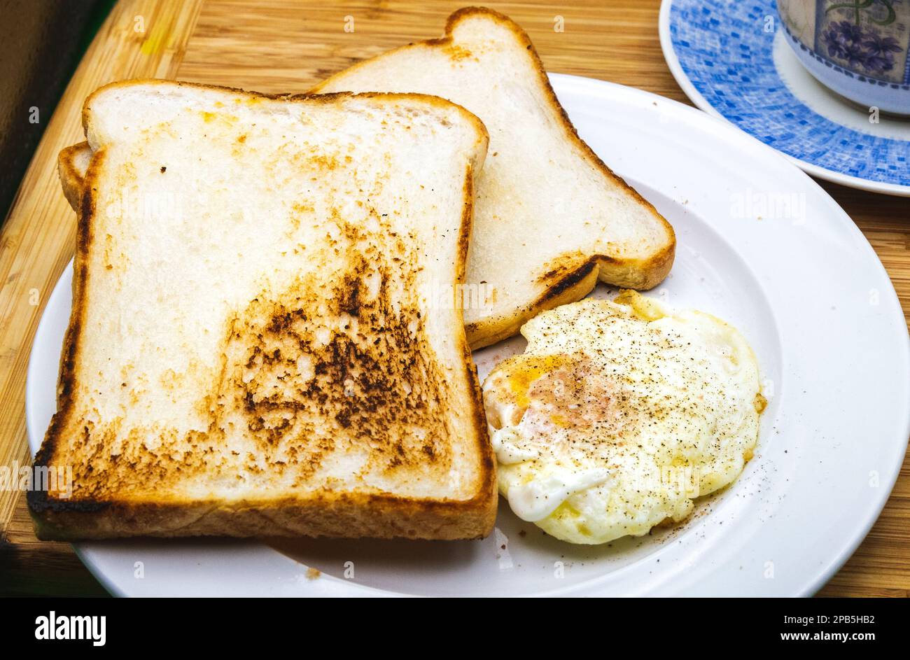 English Breakfast - Tea with Egg and Toast , Honey / Jam Stock Photo ...