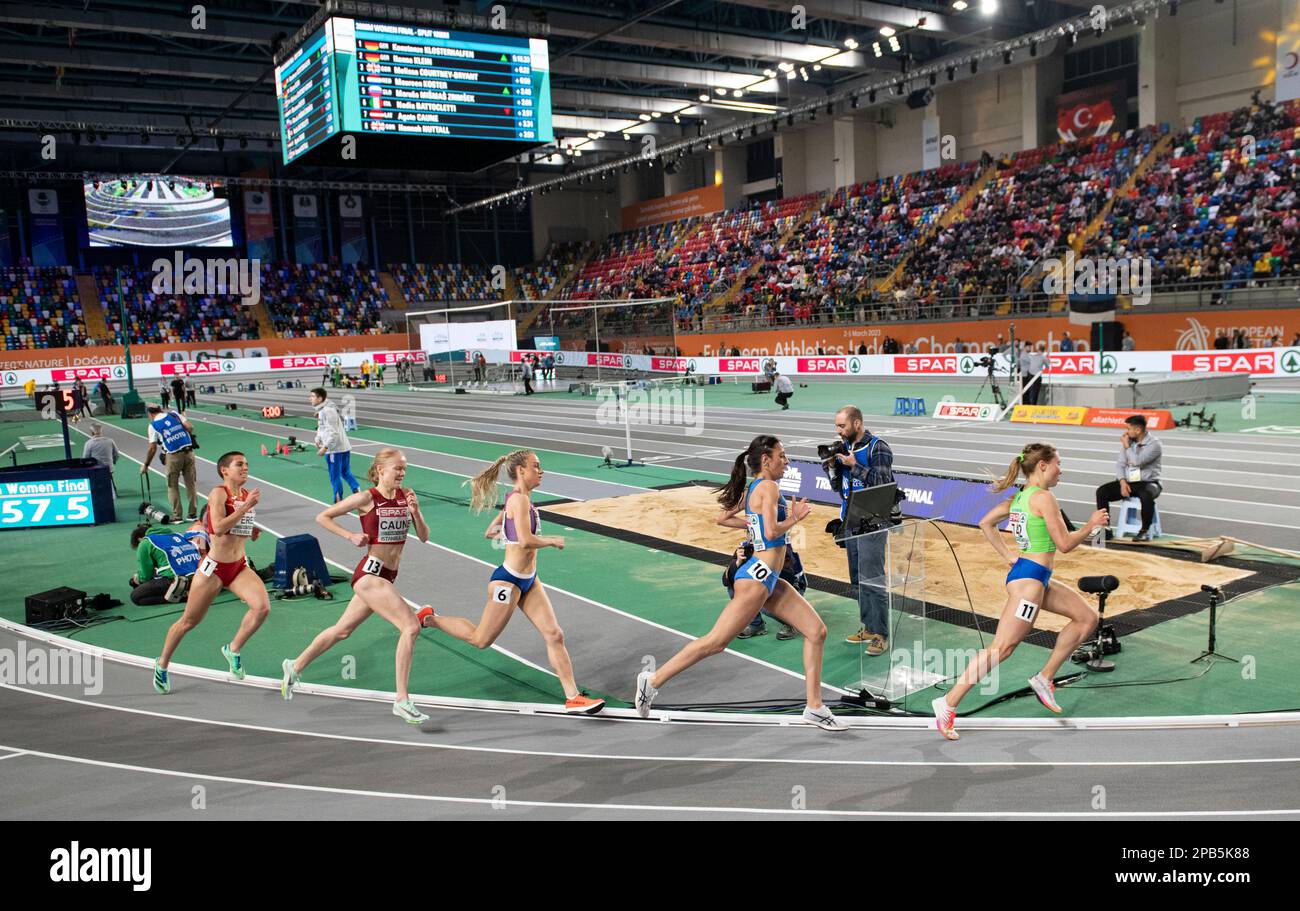 Agate Caune of Latvia competing in the women’s 3000m final on Day 3 of ...