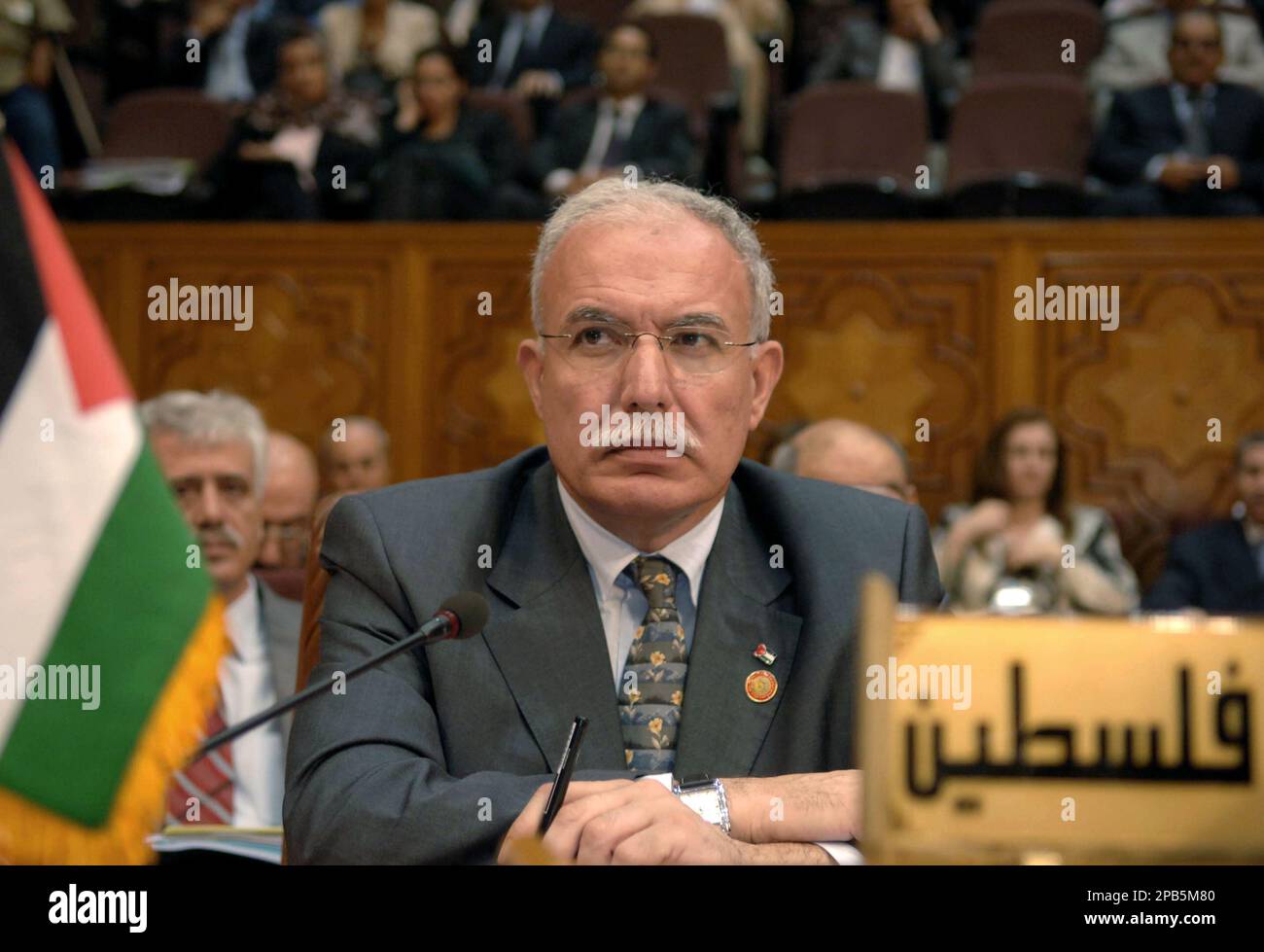 Palestinian Information Minister, Riyad Al-Malki, attends the Arab ...