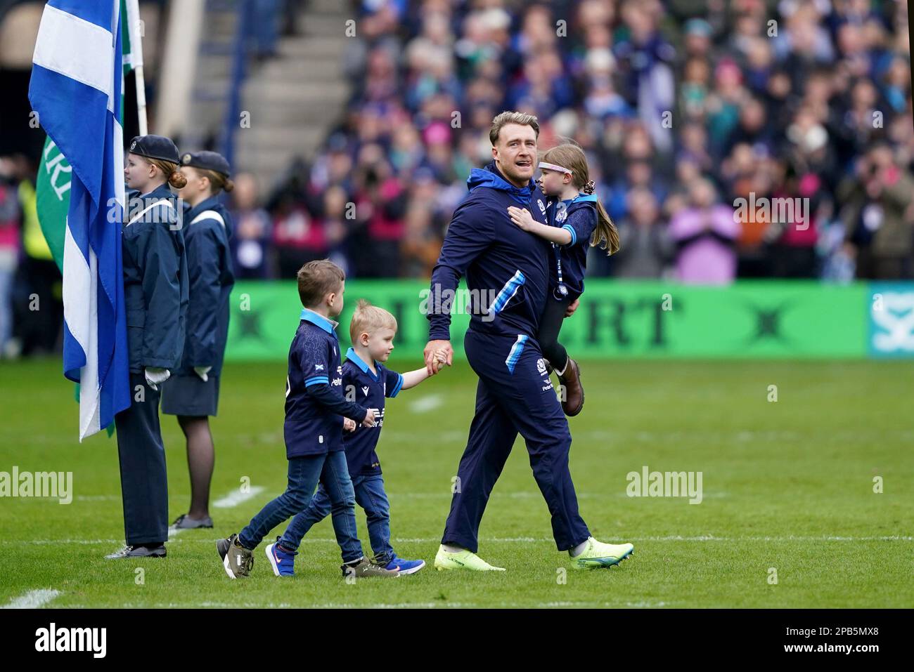Scotland’s Stuart Hogg with his children ahead of the Guinness Six ...