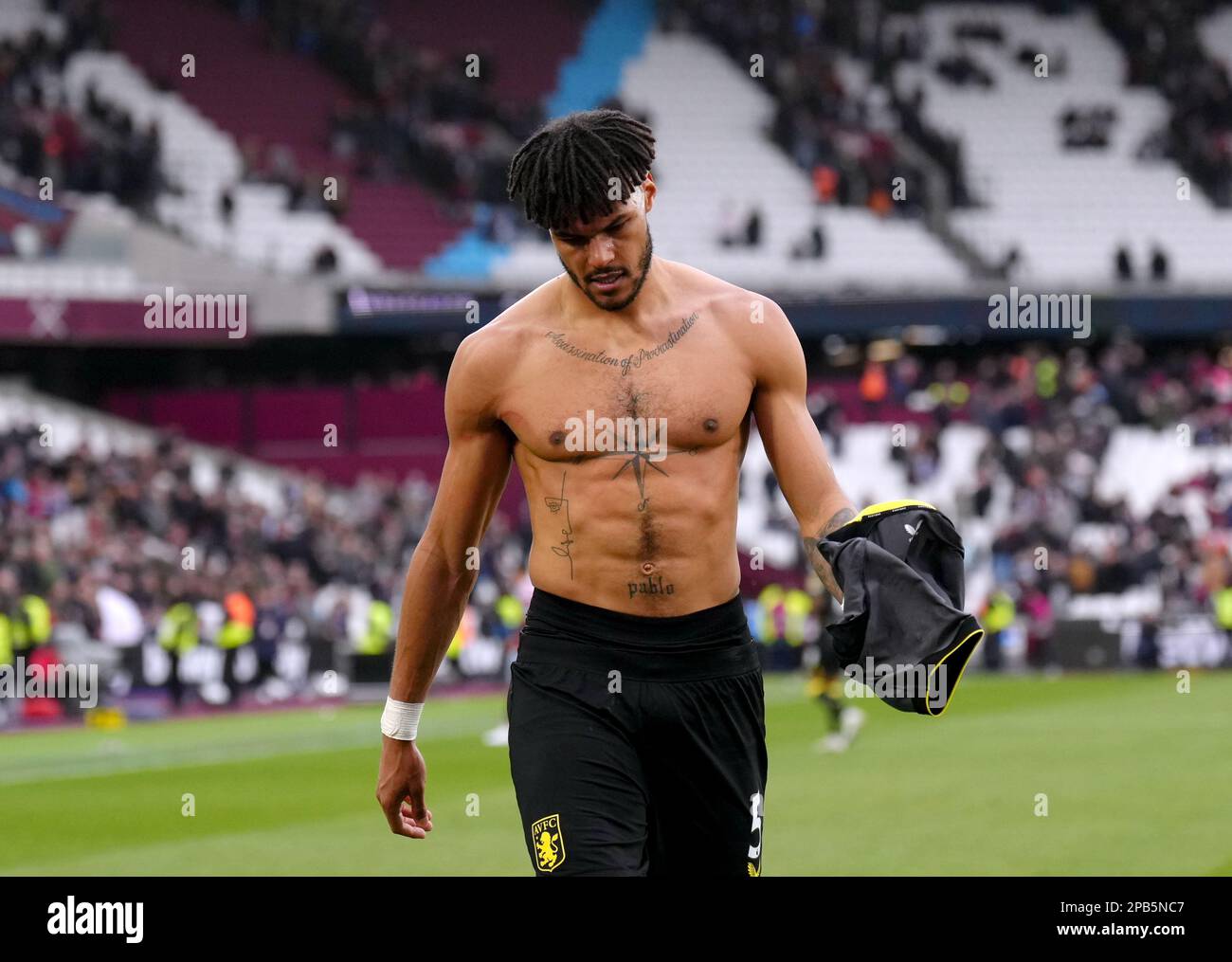 Aston Villa's Tyrone Mings at the end of the Premier League match at ...