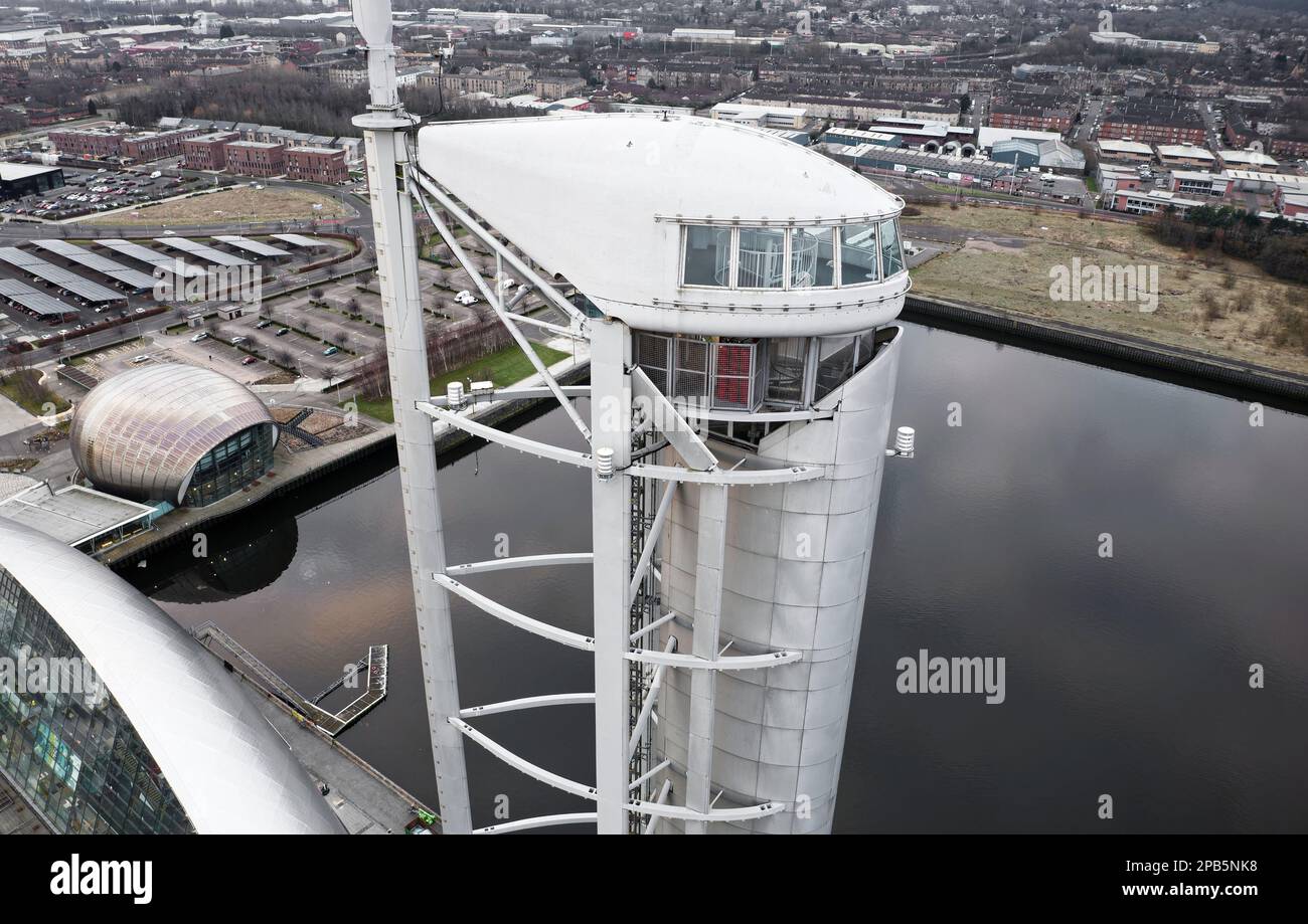 Glasgow science centre tower and iMax building aerial view Stock Photo ...