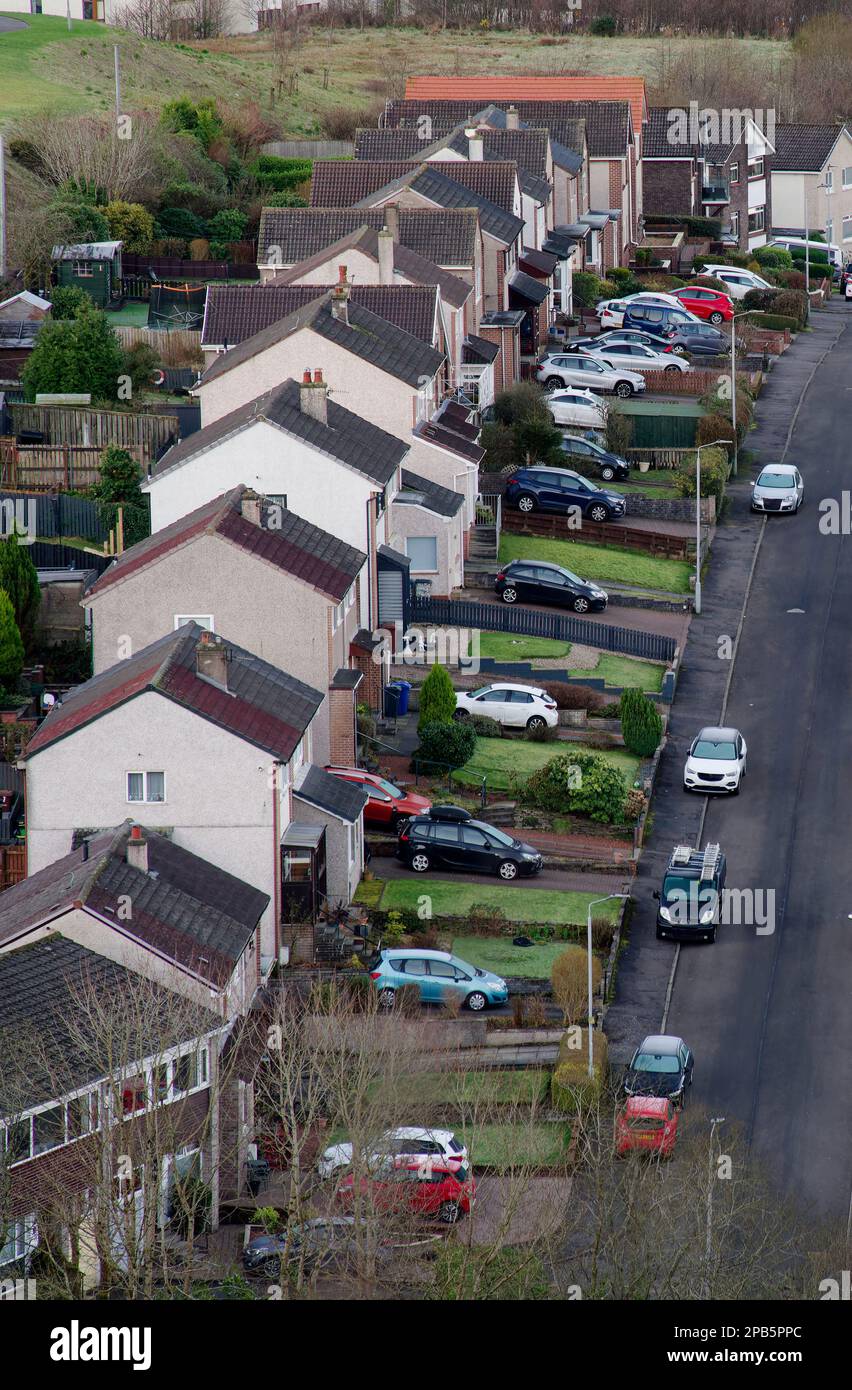 Suburban living housing estate in small town Stock Photo - Alamy