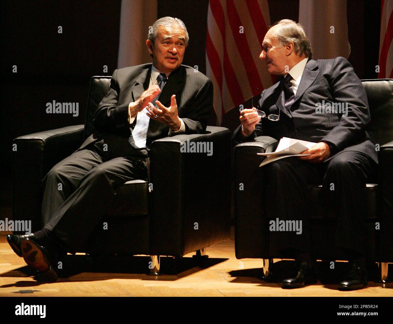 Malaysian Prime Minister Abdullah Ahmad Badawi, left, and the Aga Khan ...