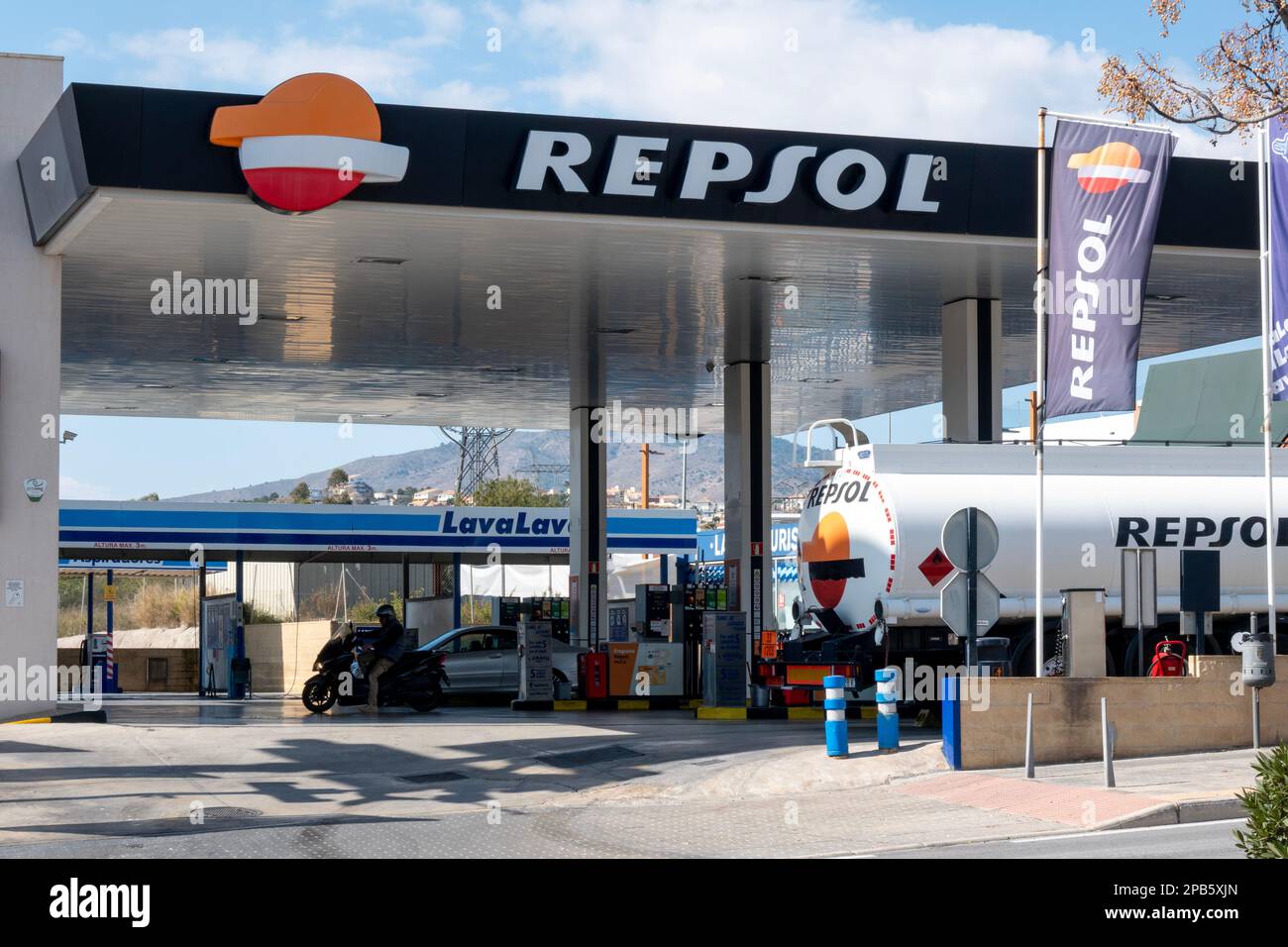 Finestrat, Spain - March 2, 2023: Repsol gas station. Repsol - Spanish ...